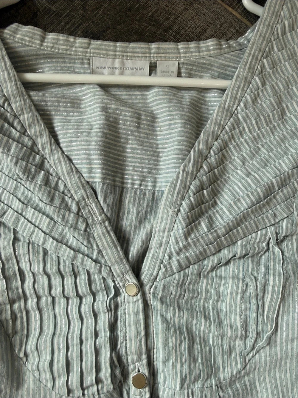 New York & Company | Tops | New York Company Light Blue Pinstriped ...